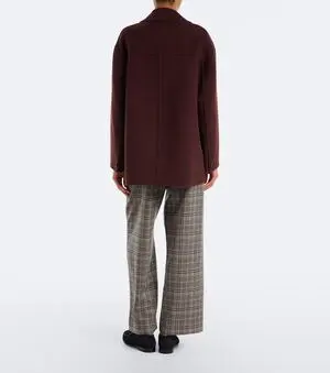 Max Mara Checked Virgin Wool Wide-leg Pants