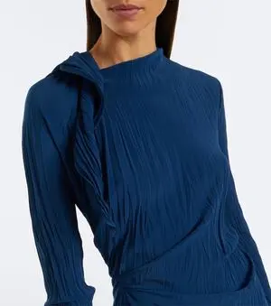 Victoria Beckham Asymmetrical Plissé Midi Dress