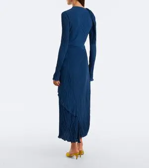 Victoria Beckham Asymmetrical Plissé Midi Dress