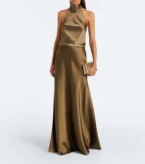Ralph Lauren Masina Satin Maxi Skirt - Green