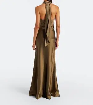 Ralph Lauren Masina Satin Maxi Skirt - Green