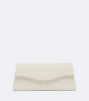 Elie Saab The Midnight Embellished Suede Clutch - White