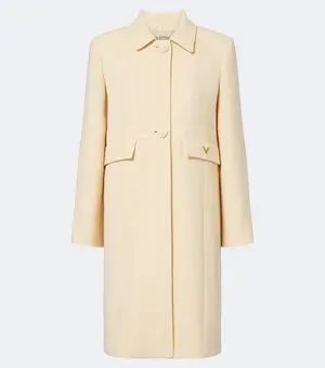 Valentino Garavani Vgold Virgin Wool Crêpe Coat - Beige