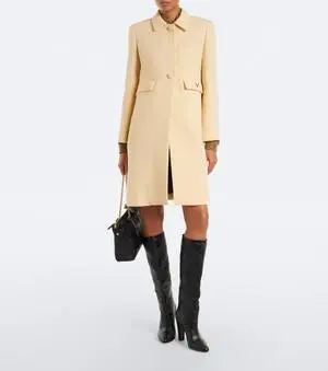 Valentino Garavani Vgold Virgin Wool Crêpe Coat - Beige