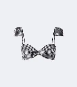 MONTCE Cabana Gingham Seersucker Bikini Top - Black