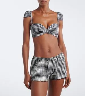 MONTCE Cabana Gingham Seersucker Bikini Top - Black