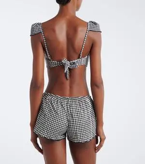 MONTCE Cabana Gingham Seersucker Bikini Top - Black