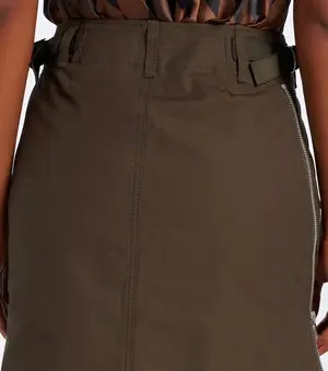 Sacai Pleated Cotton Midi Skirt