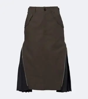 Sacai Pleated Midi Skirt - Green