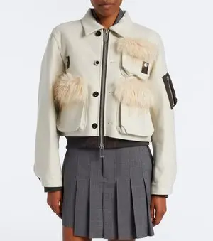 Sacai Wool Blouson Jacket With Detachable Collar - White