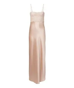 AYA MUSE Aya Muse Myra Lace And Satin Gown Beige