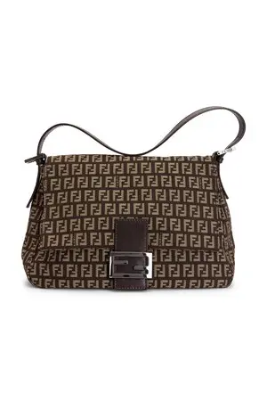 Fendi Zucchino Mama Baguette Shoulder Bag - Brown
