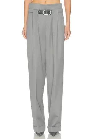 Attico Long Belted Pant - Grey