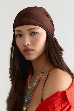 Free People Lucie Long Hair Scarf - Chocolate