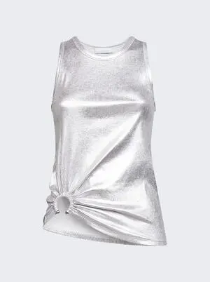 Rabanne Metallic Cotton Tank Top - Silver