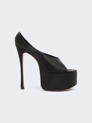 Amina Muaddi Anok Plateau 155 Slipper Sandal Satin - Black