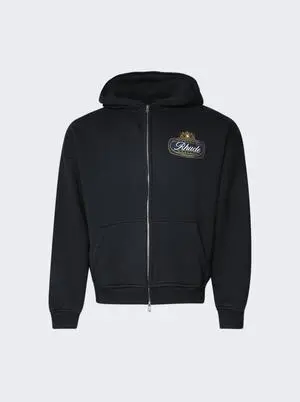 Rhude Safari Crest Zip-up Hoodie Vintage And Blue - Black