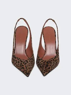 Amina Muaddi Printed Suede Slingback Pumps