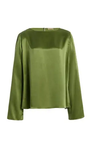 Comme Si Bell Sleeve Silk Top