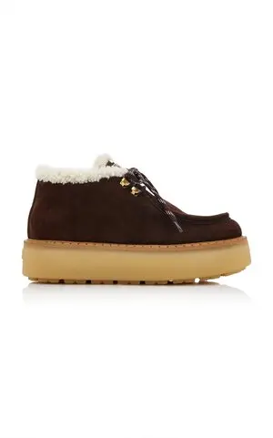Prada Shearling Chukka Boots - Brown
