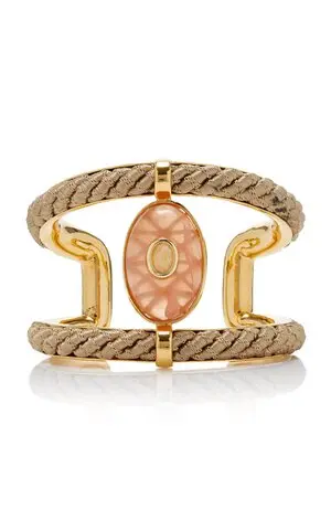 Eddie Borgo Robinson 12k Gold-plated Brass Amber And Aragonite Cuff - Multi