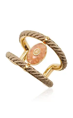 Eddie Borgo 12k Gold-plated Brass Braided Cuff With Amber And Aragonite