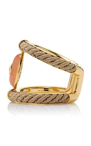 Eddie Borgo 12k Gold-plated Brass Braided Cuff With Amber And Aragonite