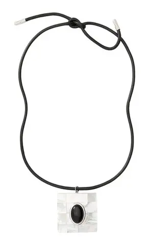 JULIETTA Chamonix Rhodium-Plated Brass Mother Of Pearl And Onyx Necklace