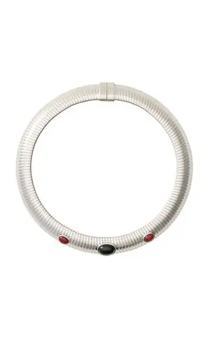 JULIETTA Astra Rhodium-plated Brass Onyx And Carnelian Necklace - Silver