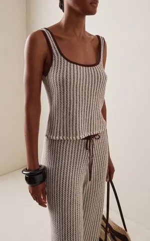 Onia Crochet Knit Square Neck Tank