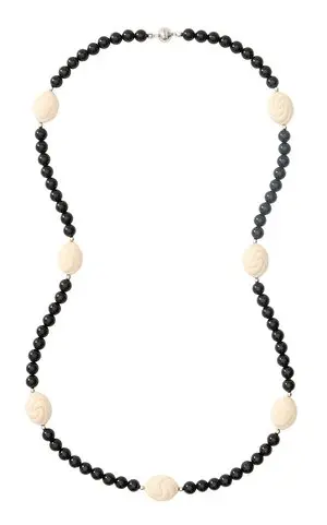 JULIETTA Myra Rhodium-plated Brass Onyx And Resin Necklace - Multi