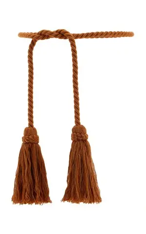 Le Sundial Braided Rope Belt With Tassel Trim - Orange