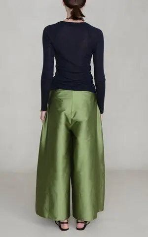 Chan Luu Techno Taffeta Wide Leg Trousers