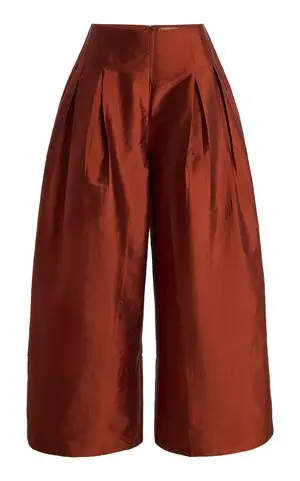 Chan Luu Techno Taffeta Wide Leg Trousers - Red
