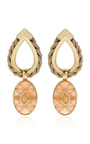 Eddie Borgo 12k Gold-plated Brass Drop Earrings With Amber And Aragonite - Multi