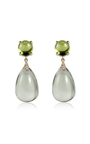 Goshwara Teardrop Cabochon Earrings - Green