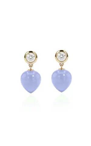 Goshwara Chalcedony Tear Drop Earrings - Blue