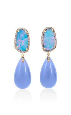 Goshwara Opal And Chalcedony Drop Earrings - Blue