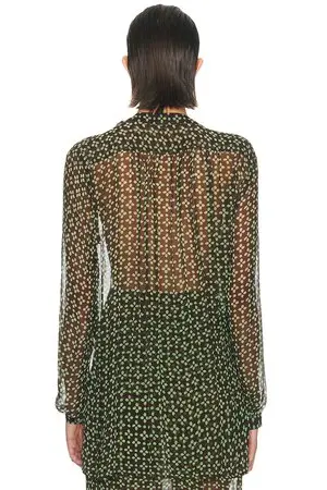 Chan Luu Button Up Top In Multi-print Sheer Viscose