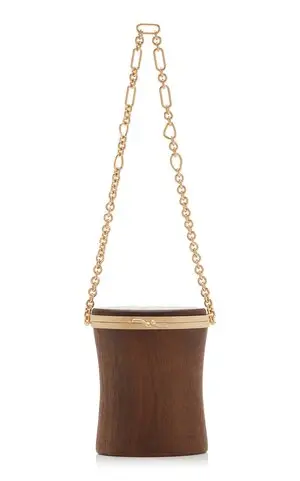 Cult Gaia Wooden Wristlet With Chain Strap - Brown