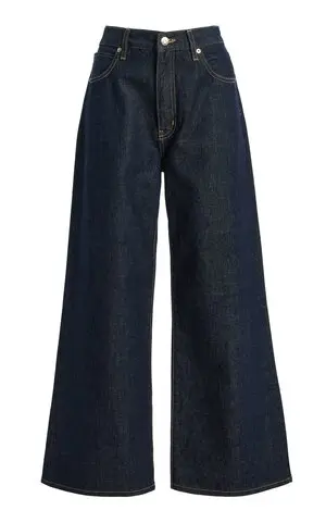 FRAME FRAME Mid-Rise Wide-Leg Cropped Jeans
