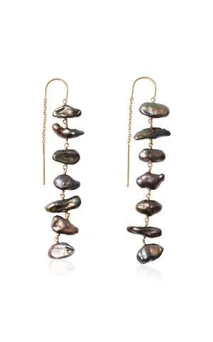 Chan Luu Ladder Peacock Pearl Earrings - Gold