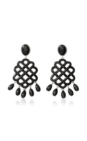 JULIETTA Melina Rhodium-plated Brass Resin Earrings - Black