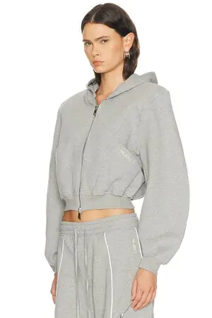 Attico Fleece Cropped Sweatshirt With Full Zip