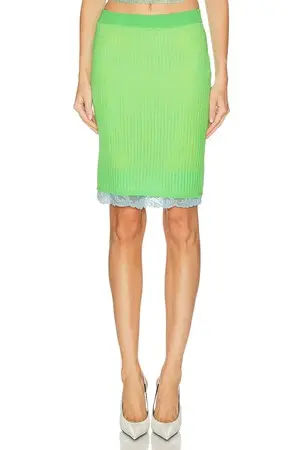 Versace Lace Midi Skirt In Green