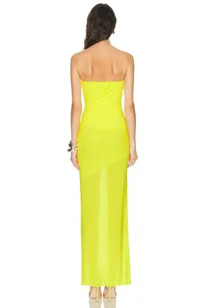 Alex Perry Strapless Tucked Column Dress - Yellow