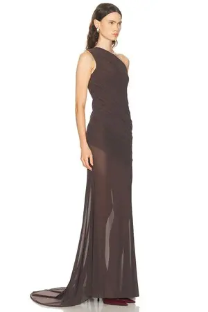 Alex Perry One Shoulder Tucked Gown