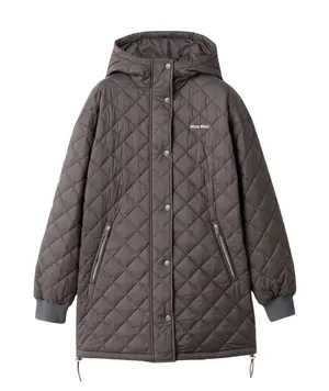 Miu Miu Quilted Hooded Down Jacket - Hematite