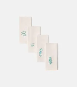 LES-OTTOMANS Set Of 6 Linen Napkins - Blue