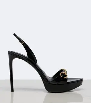 Gucci Donna Patent Leather Platform Sandals - Black